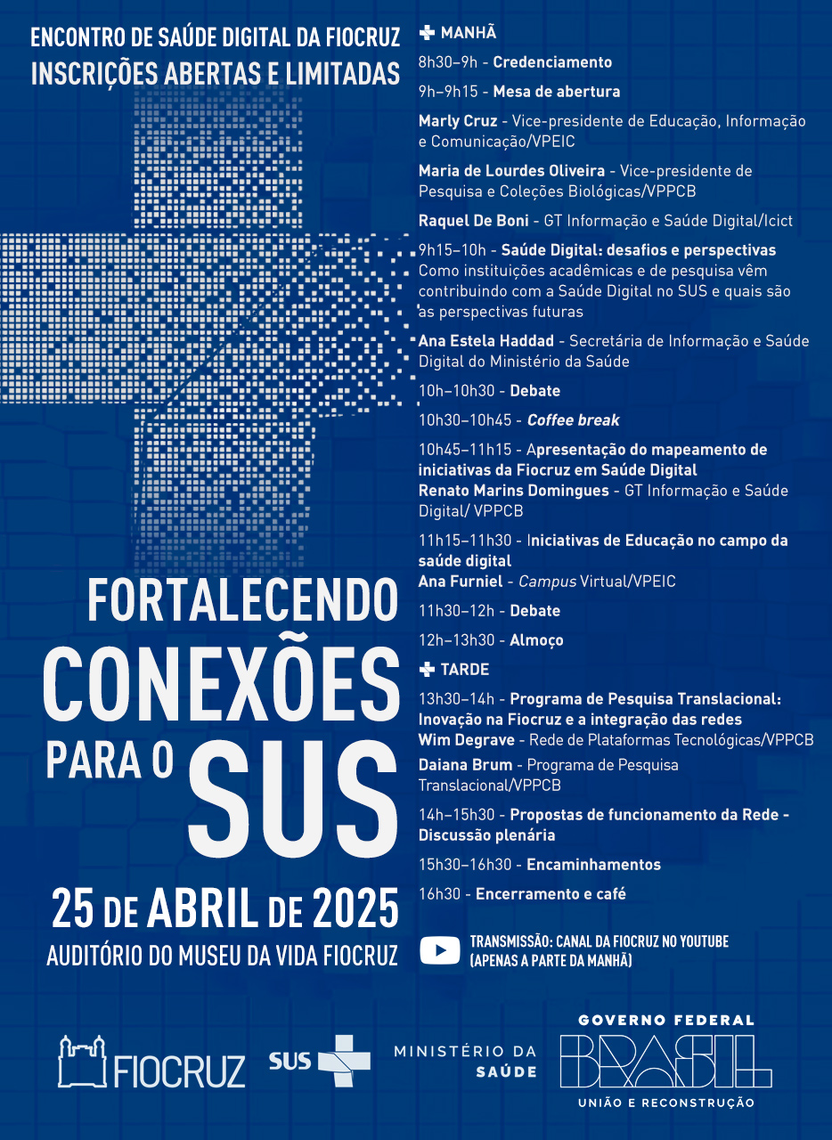 Fiocruz realiza Encontro de Saúde Digital em 25/4 | Campus Virtual Fiocruz